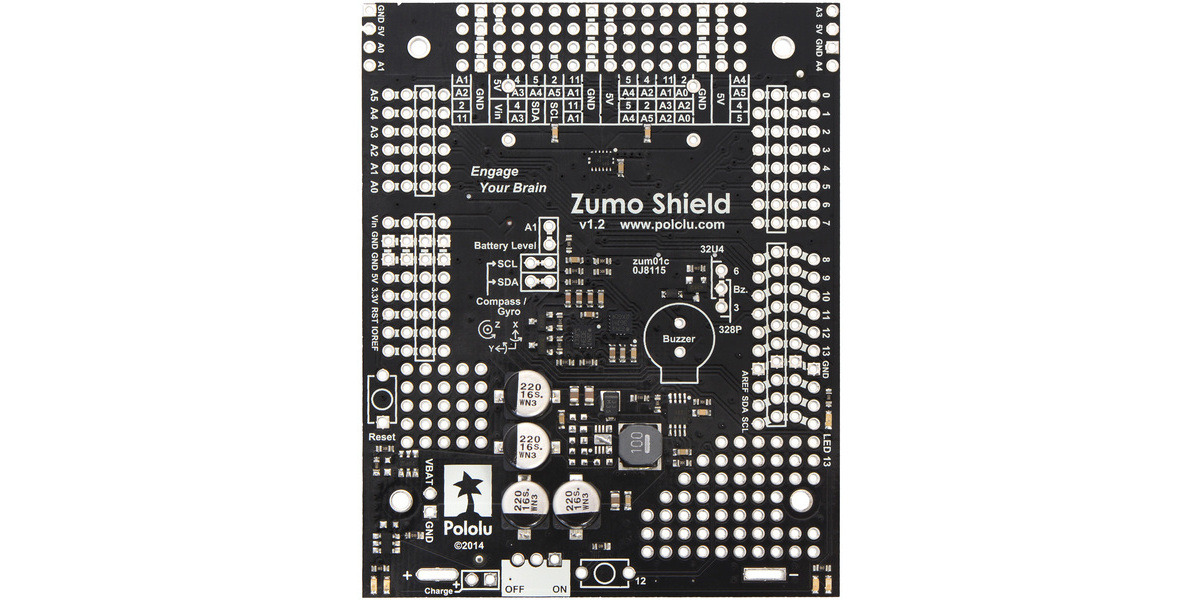 Pololu - Zumo Shield for Arduino, v1.2, as it ships (assembled with surface-mount components only).