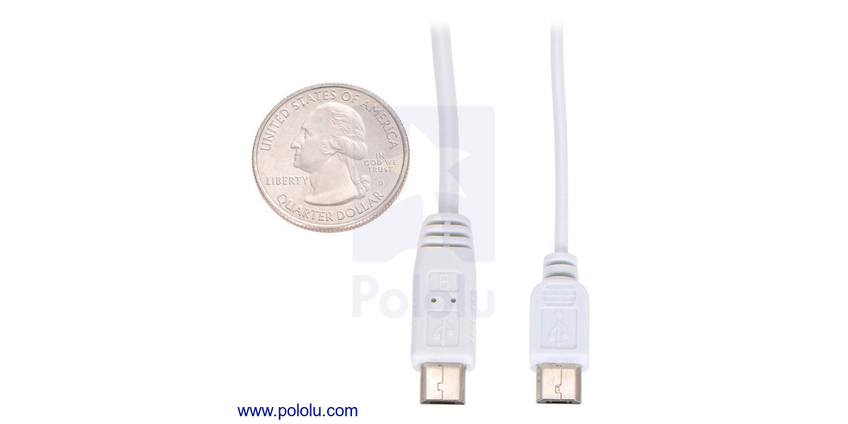 Pololu - USB A to Micro-B cable size comparison: standard cable (#2073 ...