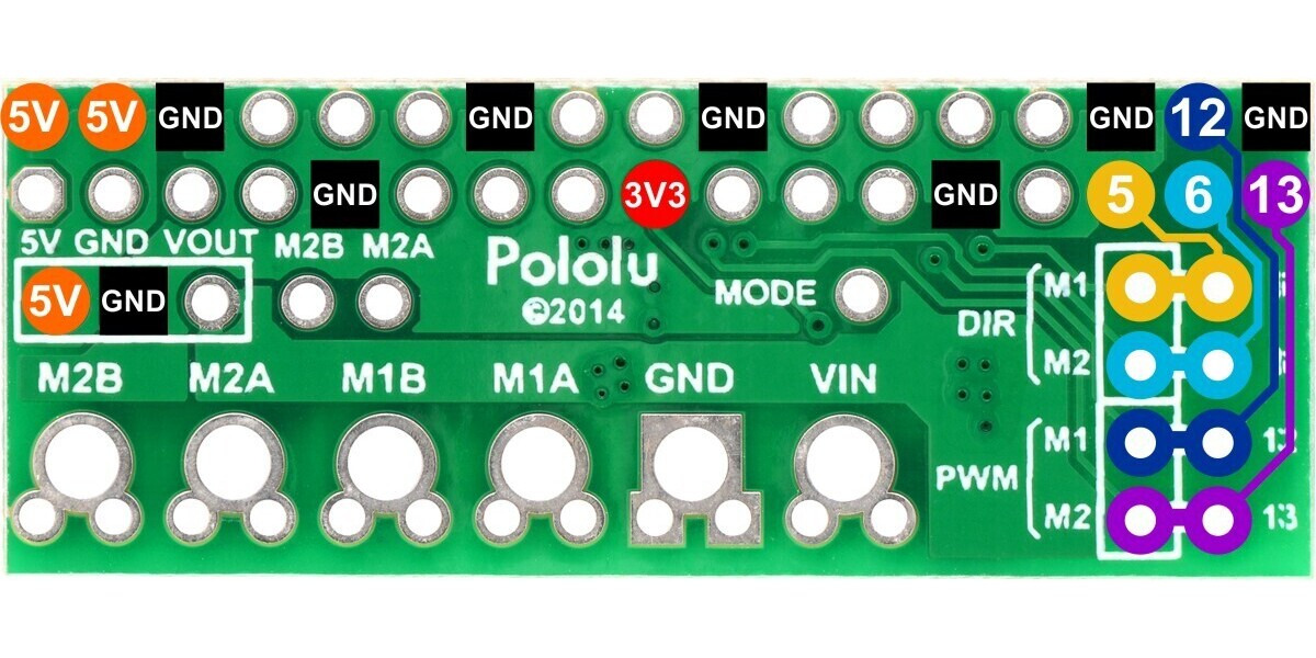 Pololu - Pinout and default pin mappings of the Pololu DRV8835 dual ...
