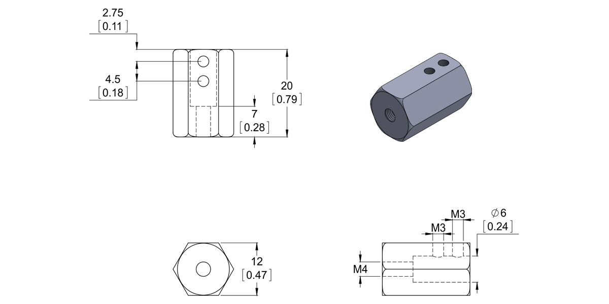 Pololu - Dimension diagram of the Pololu 12mm Hex Wheel Adapter for 6mm ...
