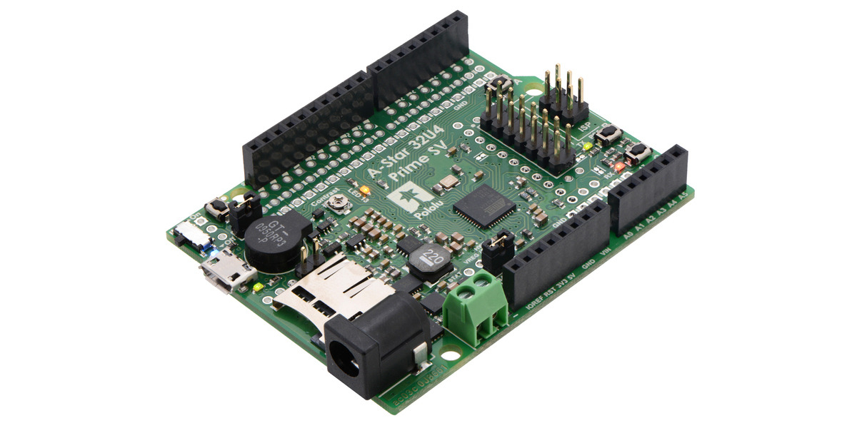 Pololu - A-Star 32U4 Prime SV microSD with LCD (shown with LCD removed).