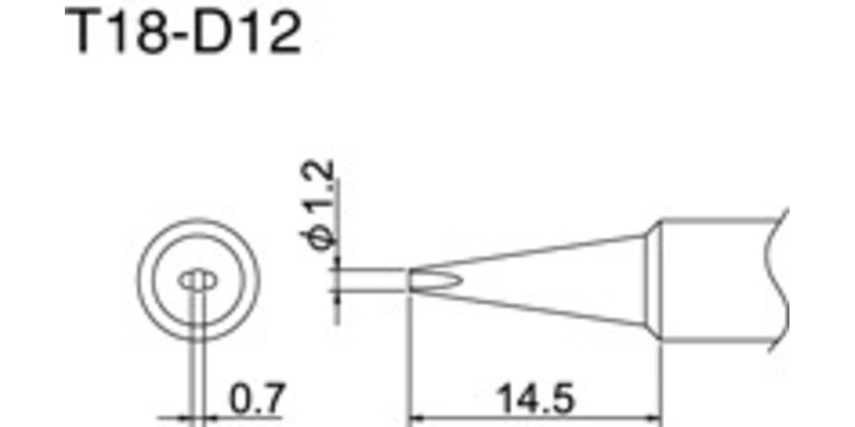 Pololu - Hakko T18-D12 Soldering Tip dimension diagram.