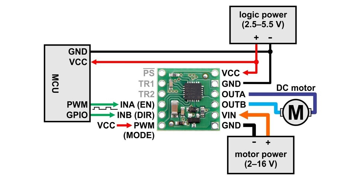 Pololu - Minimal wiring diagram for connecting a microcontroller to a ...