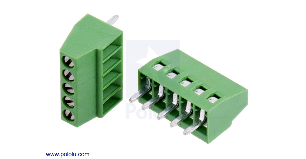 Pololu - Screw Terminal Block: 5-Pin, 0.1″ Pitch, Side Entry (2-Pack)