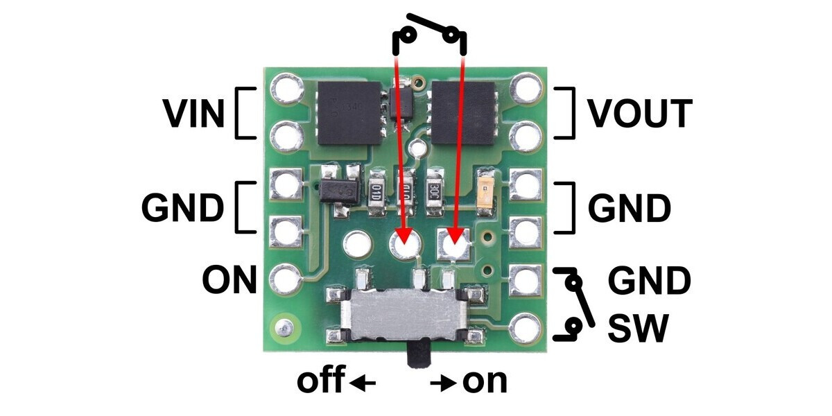 Pololu - Pinout diagram of Mini MOSFET Slide Switch with Reverse ...