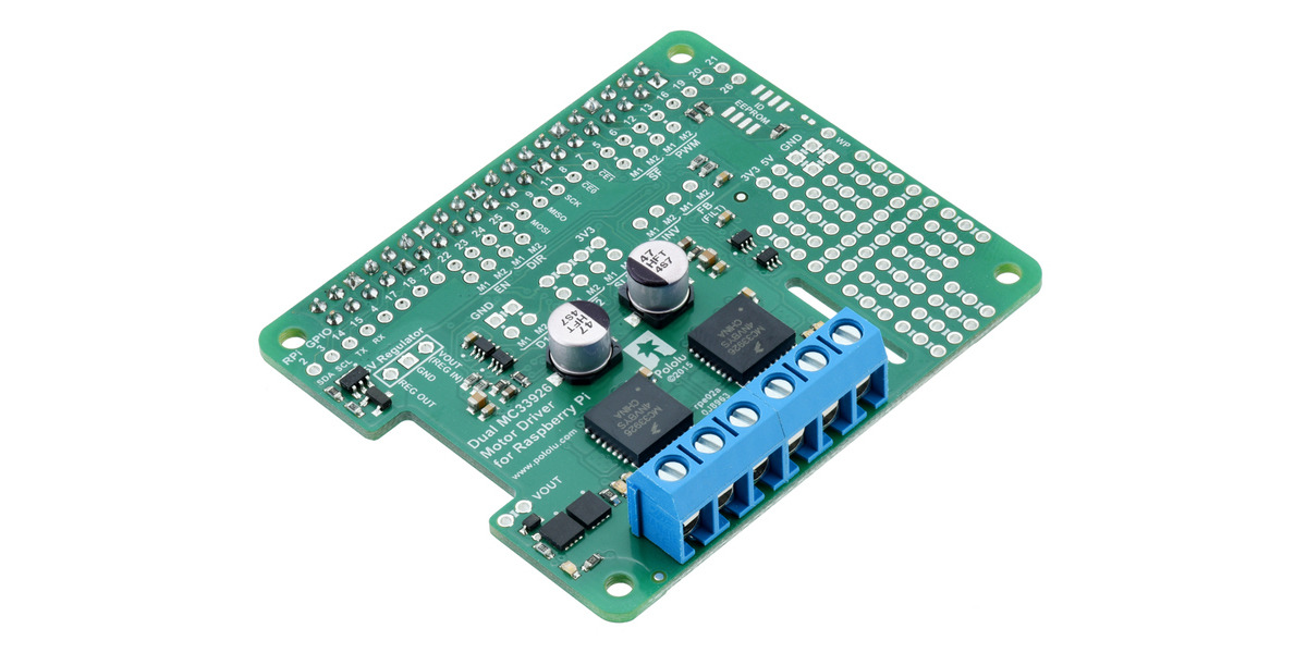 Pololu Dual MC33926 Motor Driver for Raspberry Pi, fully assembled.
