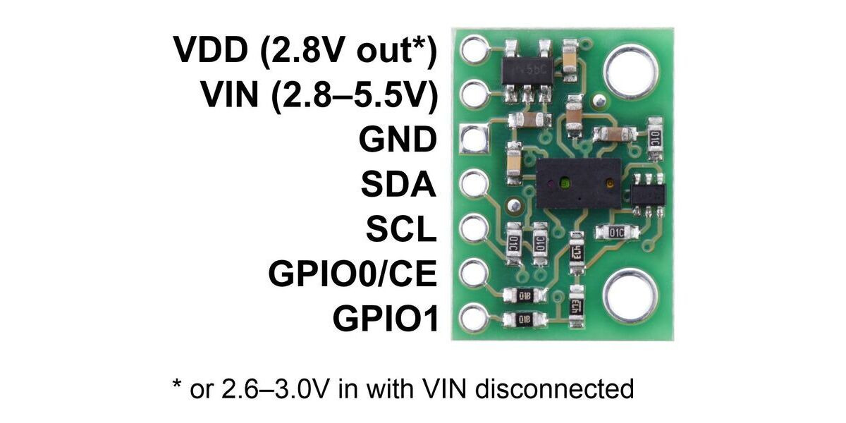 Pololu - Pinout diagram of the VL6180X Time-of-Flight Distance Sensor ...