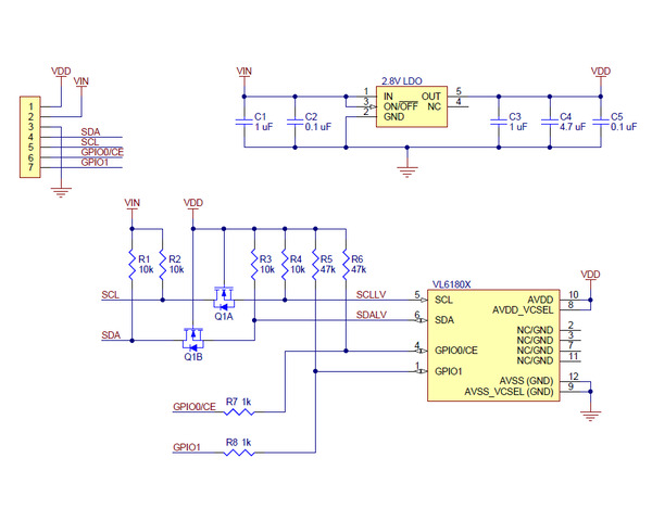 VL6180X Time-of-Flight Distance Sensor Carrier with Voltage Regulator ...