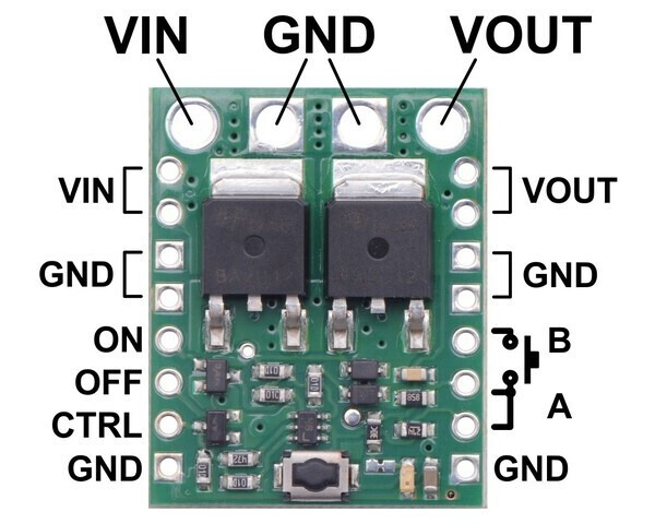 Pololu - Big Pushbutton Power Switch with Reverse Voltage Protection, MP