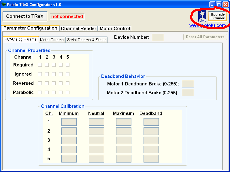 Pololu - 6. Updating the TReX's Firmware