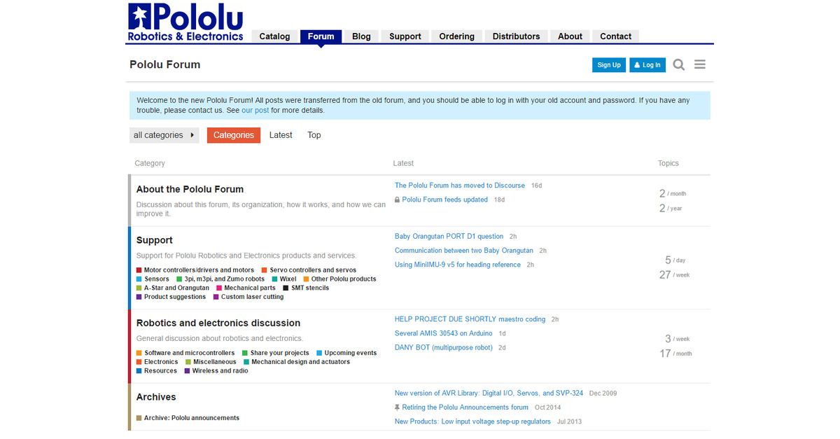 Pololu - The Pololu Forum now uses Discourse