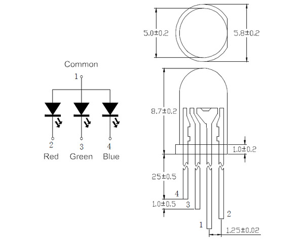 T1-3/4 (5mm) RGB LED with Diffused Lens (5-pack) | Buy in Australia ...