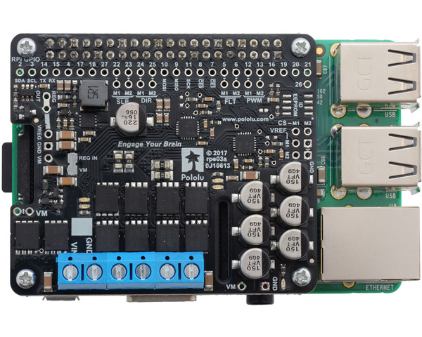 Pololu Dual G2 High-Power Motor Driver 24v18 for Raspberry Pi (Partial Kit)