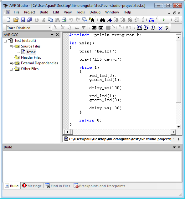 Pololu - 3. Compiling an example program