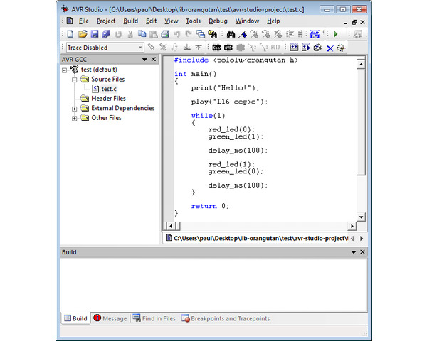 Pololu - Programming Orangutans and the 3pi Robot from AVR Studio 4