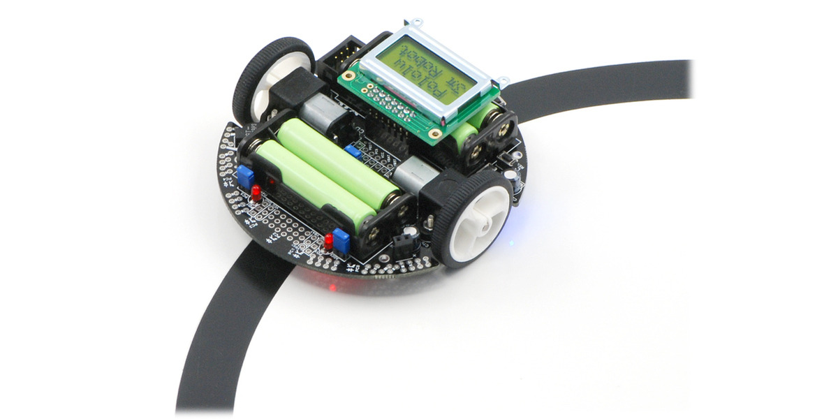 Pololu 3pi robot on a 3/4" black line.