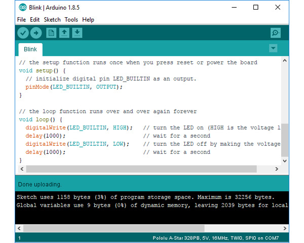 Pololu - 4.3. Programming using the Arduino IDE