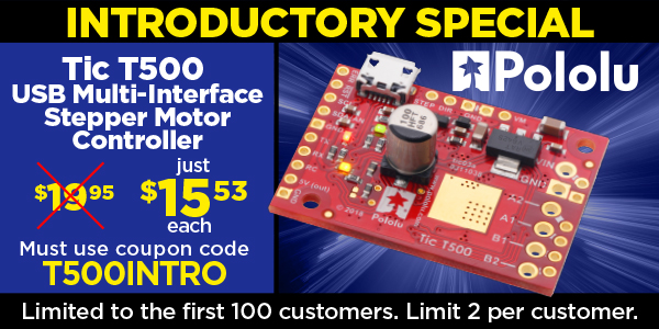 Pololu - New product: Tic T500 USB Multi-Interface Stepper Motor Controller