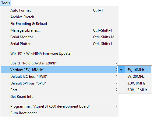 Pololu - 4.3. Programming using the Arduino IDE