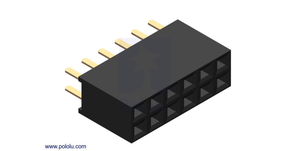 Pololu - 0.100" (2.54 mm) Female Header: 2x6-Pin, Straight