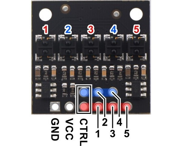 Pololu - QTRX-HD-05RC Reflectance Sensor Array: 5-Channel, 4mm Pitch ...