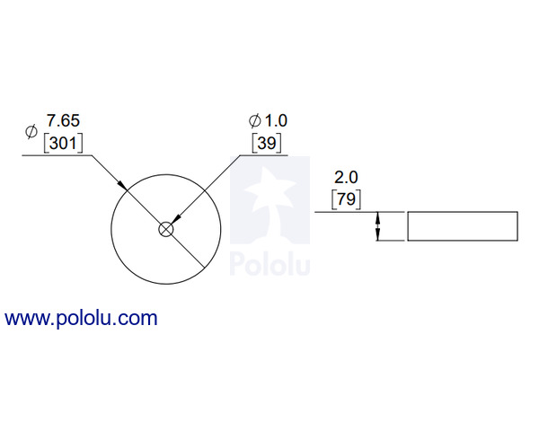 Pololu - Magnetic Encoder Disc for Micro Metal Gearmotors, OD 7.65 mm ...