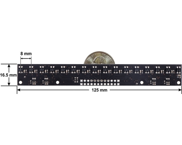 QTR-MD-16RC Reflectance Sensor Array: 16-Channel, 8mm Pitch, RC Output ...