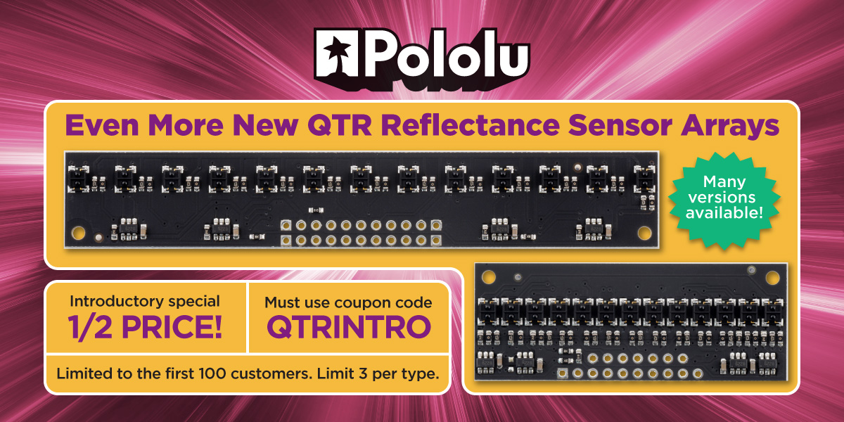 Pololu - New products: 16 more QTR reflectance sensor arrays